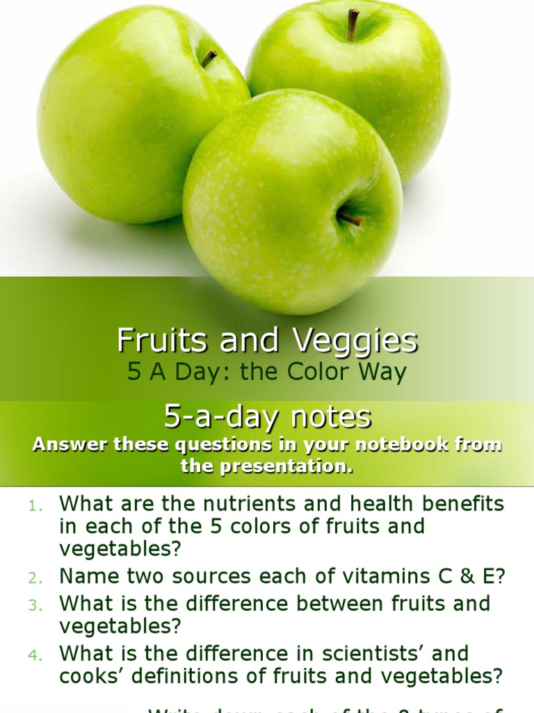 Fruits and Veggies: 5 A Day: The Color Way | PDF | Vegetables | Fruit