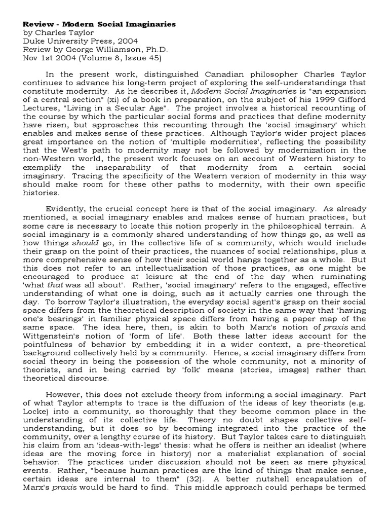 Review On Modern Social Imaginaries | PDF | Modernity | Theory