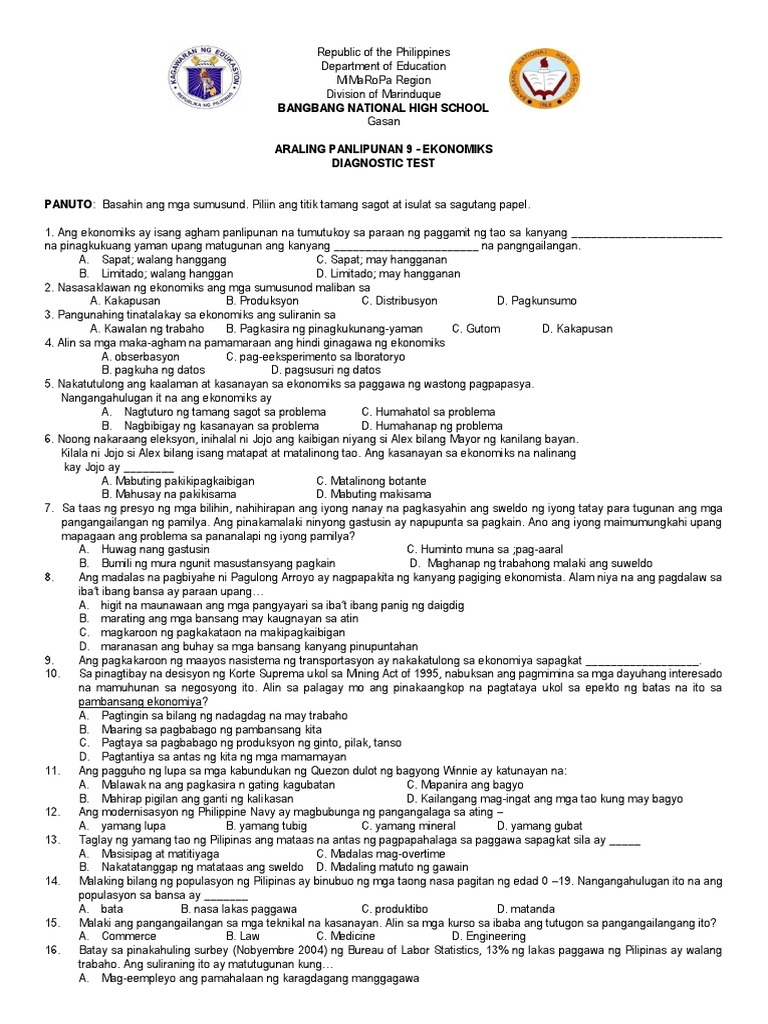 Diagnostic Test AP | PDF