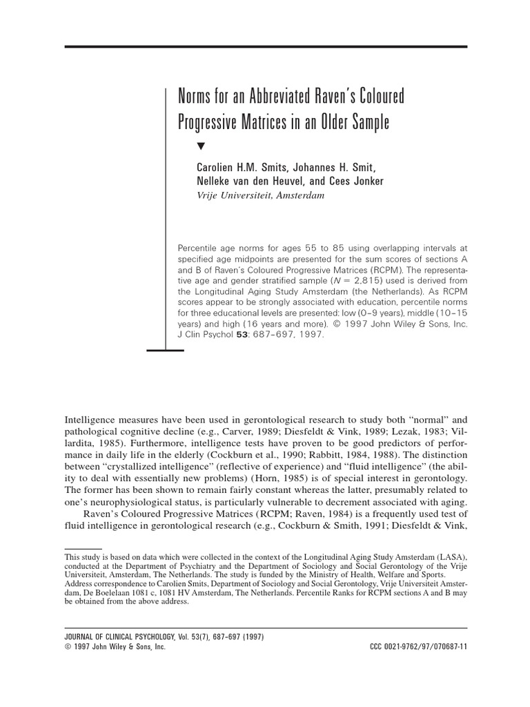 Norms For An Abbreviated Raven's Coloured Progressive Matrices in An ...
