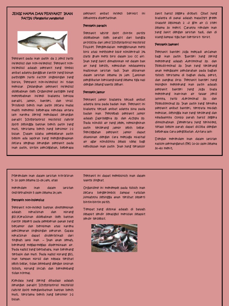 Jenis Hama Dan Penyakit Ikan Patin | PDF
