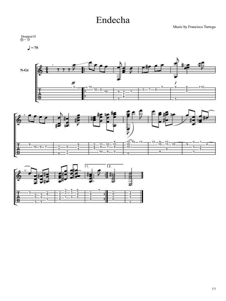 Endecha by Tarrega - Sheet Music | PDF