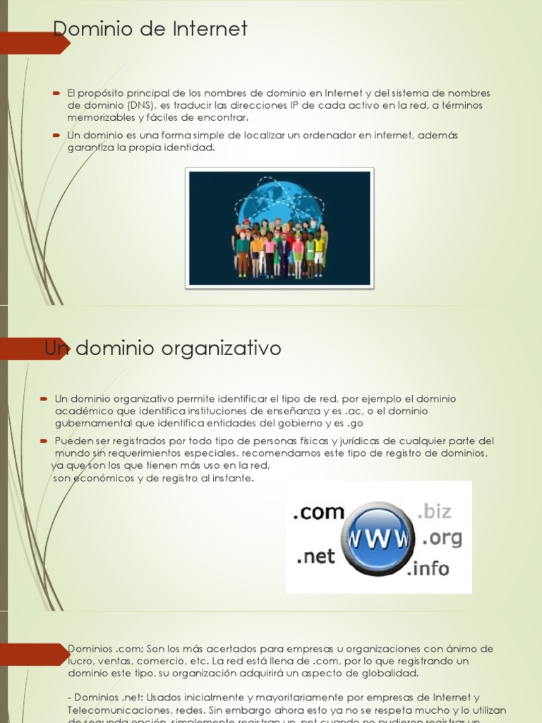 Los dominios de Internet y los diferentes tipos de acceso a la red ...