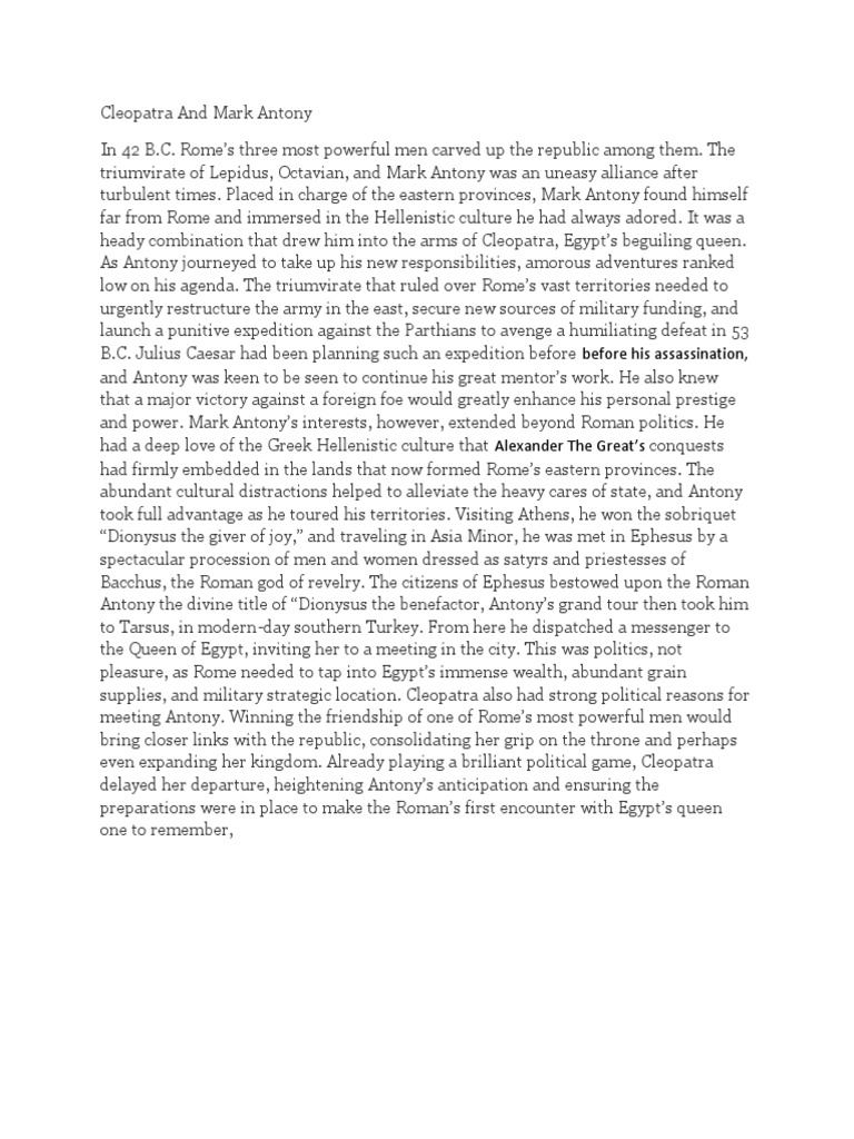 Cleopatra and Mark Antony | PDF | Mark Antony | Cleopatra