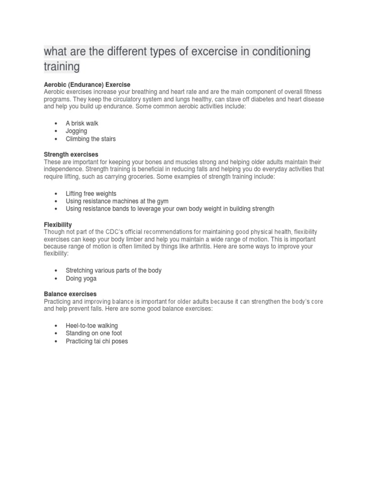 Types of Conditioning Exercises Explained | PDF
