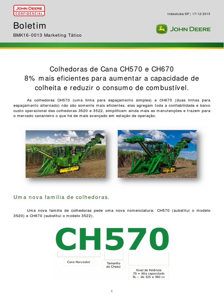 Informativo CH570 e CH670-1 PDF | PDF | Cana de açúcar | Motores