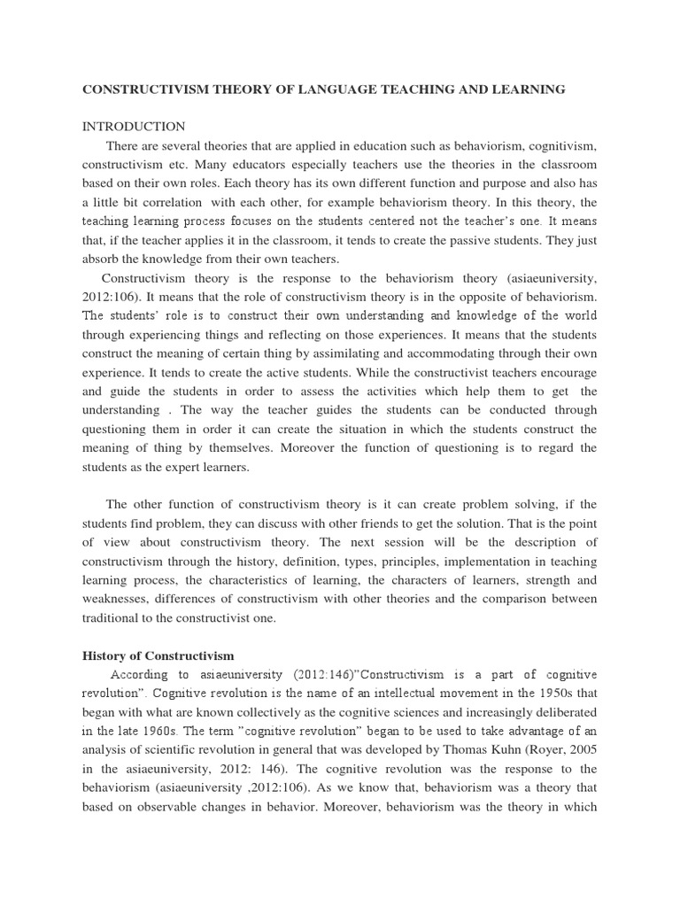 Constructivism Theory of Language Teaching and Learning | PDF ...