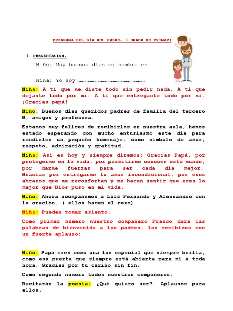 Programa Del Dia Del Padre | PDF | Oración | Amor