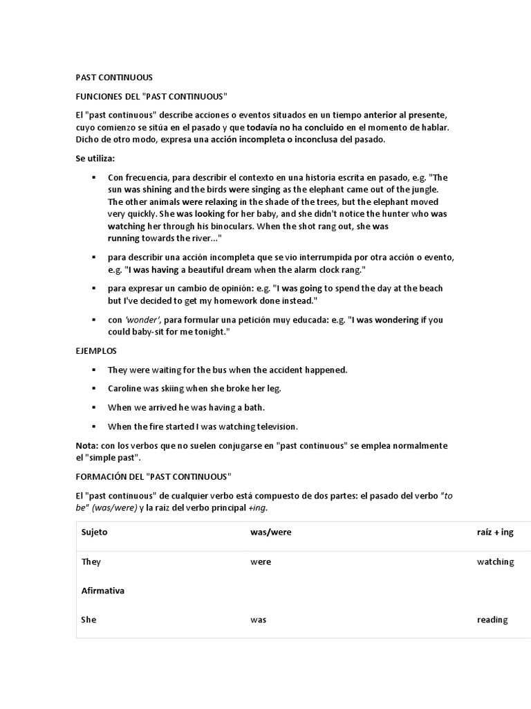 Past Continuous Guide | PDF
