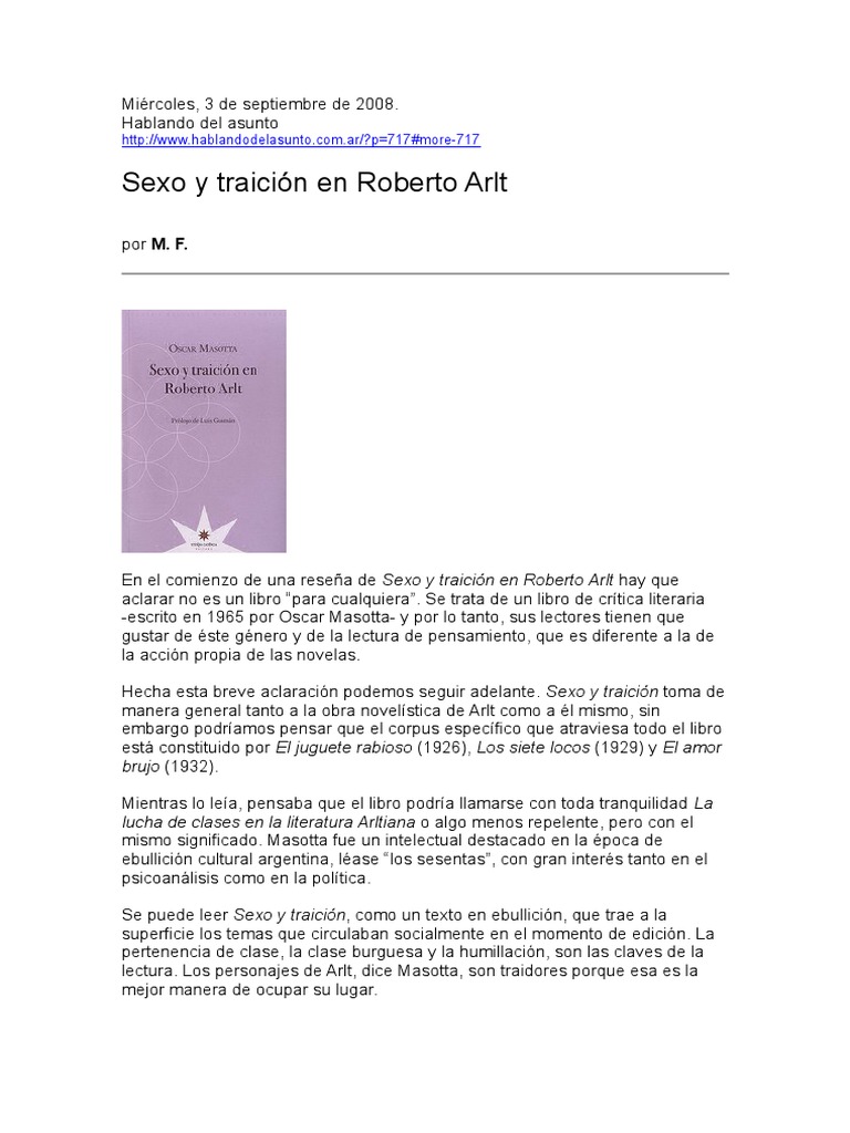 Análisis de la obra de Roberto Arlt a través de la lucha de clases y la ...