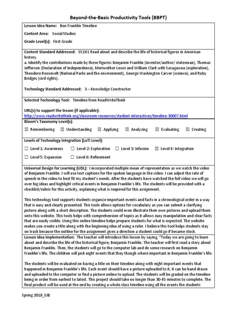 BF Timeline Lesson | PDF | Rubric (Academic) | Communication