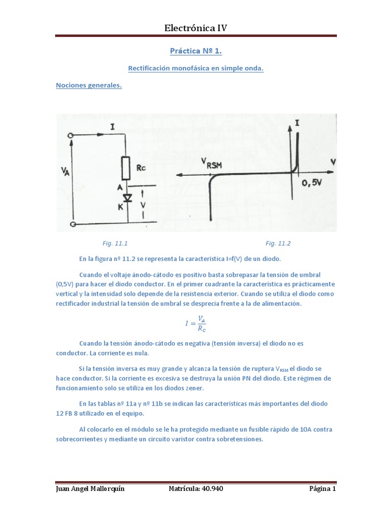 Práctica #1 | PDF | Rectificador | Diodo