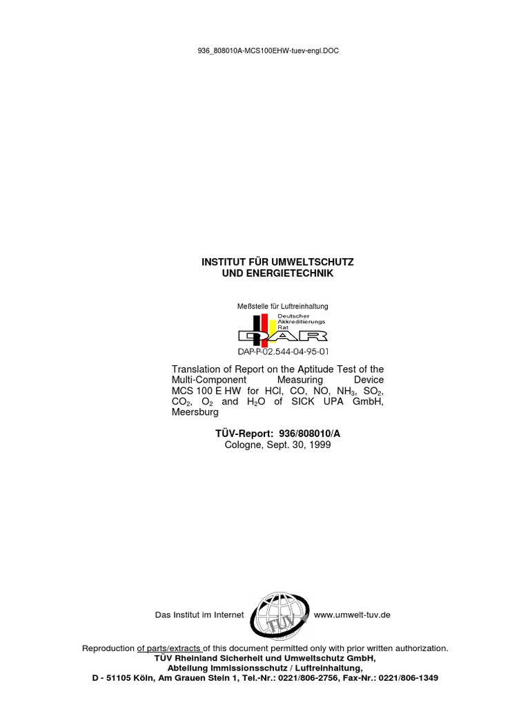 22 Tuv Certificaat Mcs100e HW | PDF | Ammonia | Gases