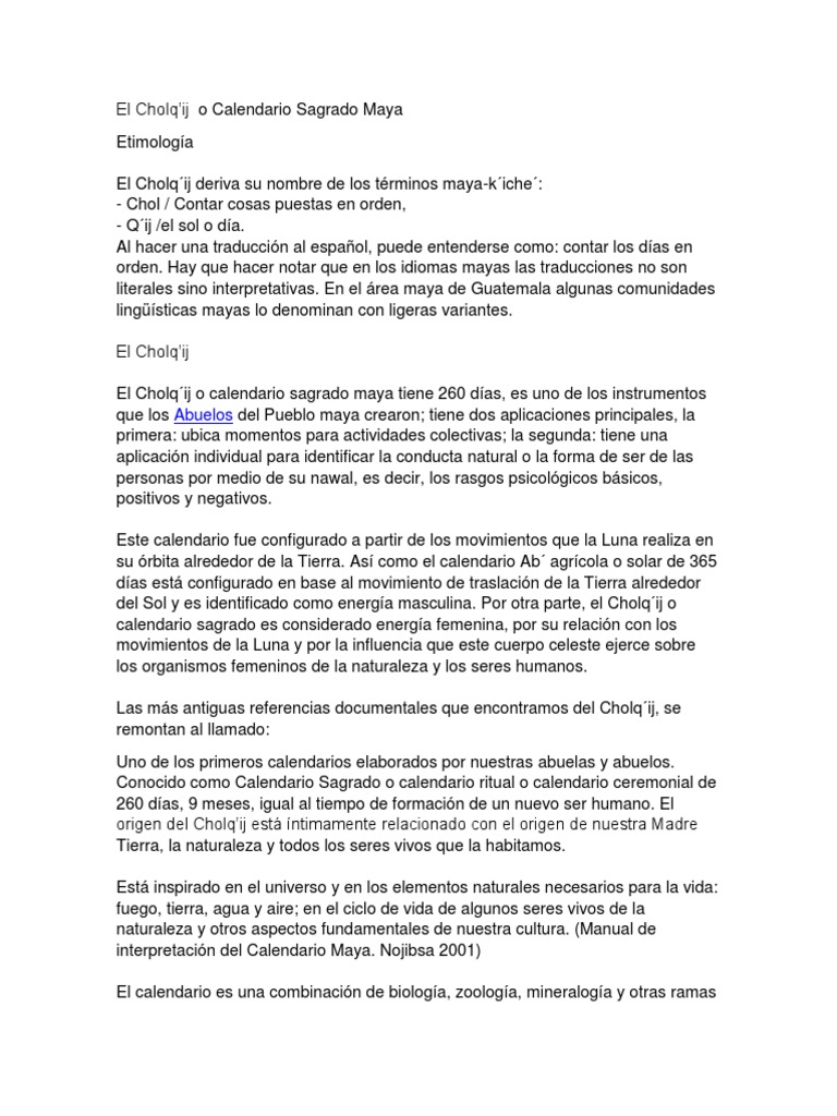 Calendario Cholqij | PDF | Civilización maya | Calendario