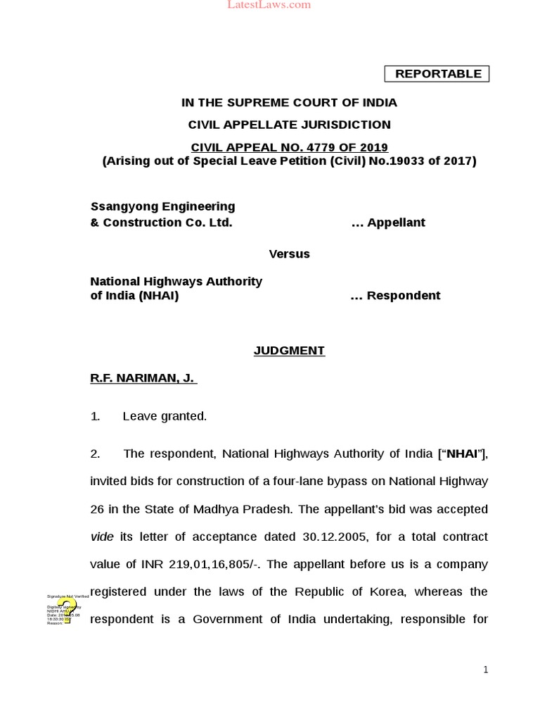 Supreme Court Judgment On Scope of Appeal Against Arbitral Award | PDF | Judgment (Law ...