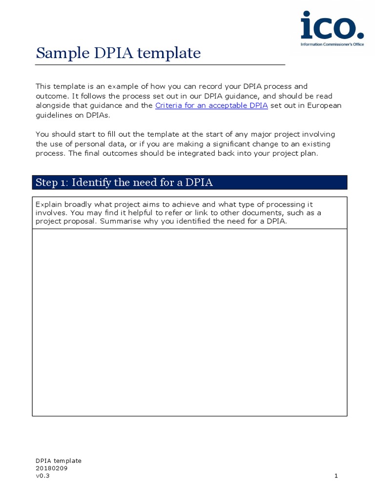 Dpia Template v1 | PDF | Information Security | Risk