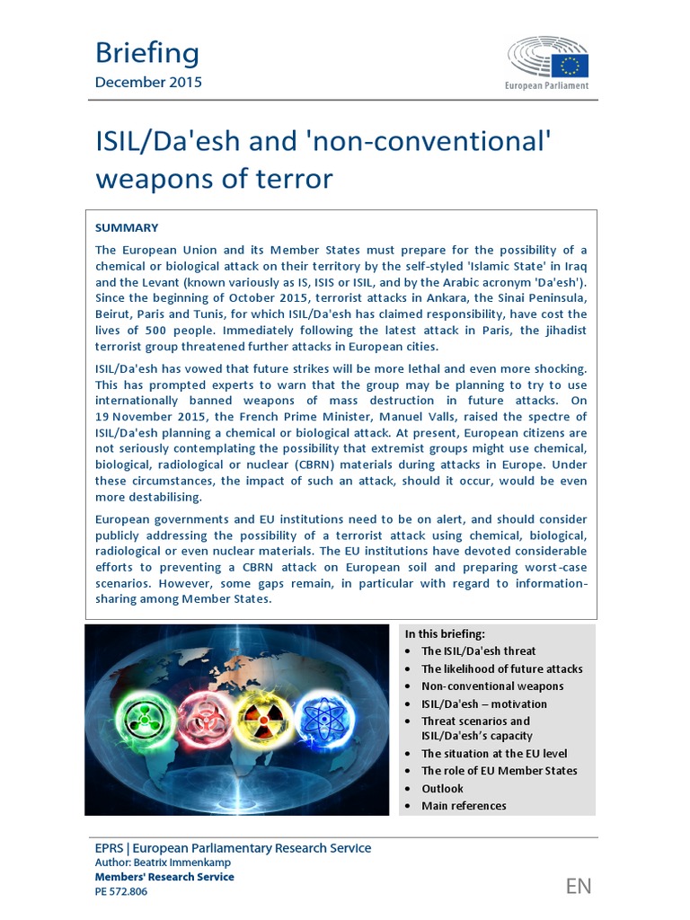 Briefing ISIL/Da'esh and 'Non-Conventional' Weapons of Terror | PDF | Weapons Of Mass ...