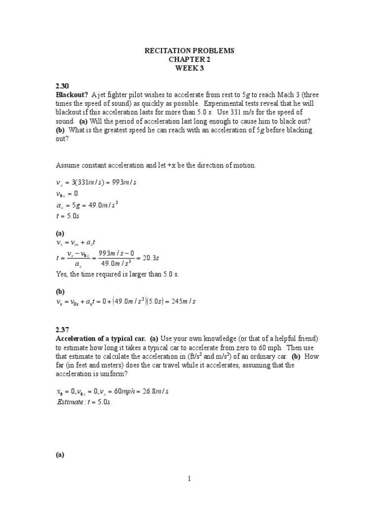 Solutions ch2 | PDF | Acceleration | Dynamics (Mechanics)