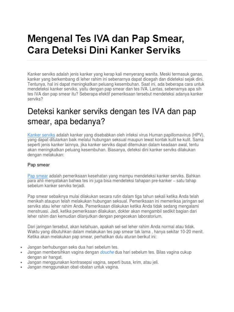 Cara IVA Test | PDF | Kesehatan Holistik | Sains & Matematika