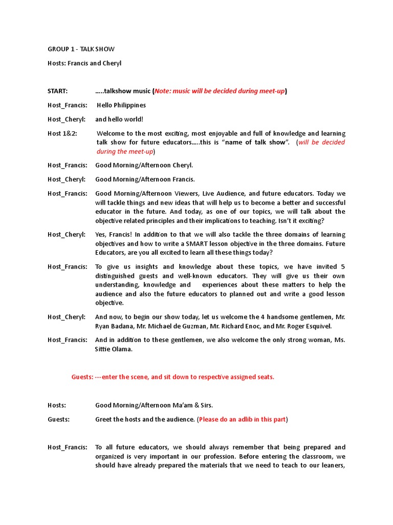 Start: ..Talkshow Music : Will Be Decided During The Meet-Up | PDF ...