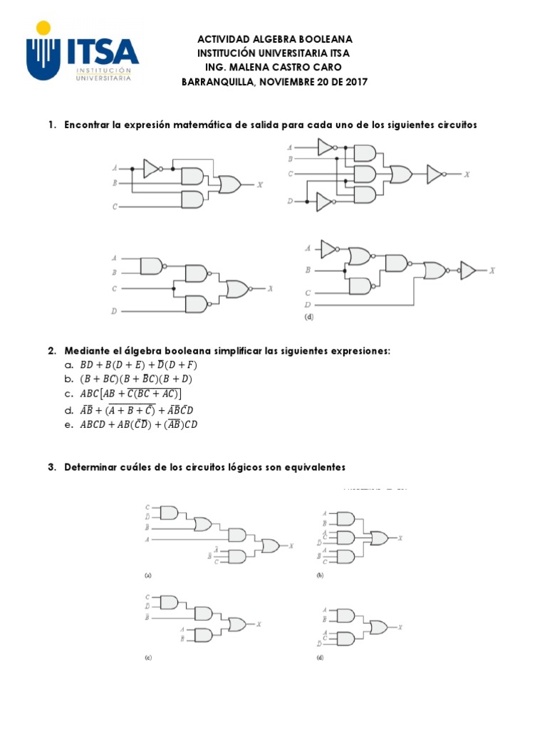 Actividad Algebra Booleana | PDF