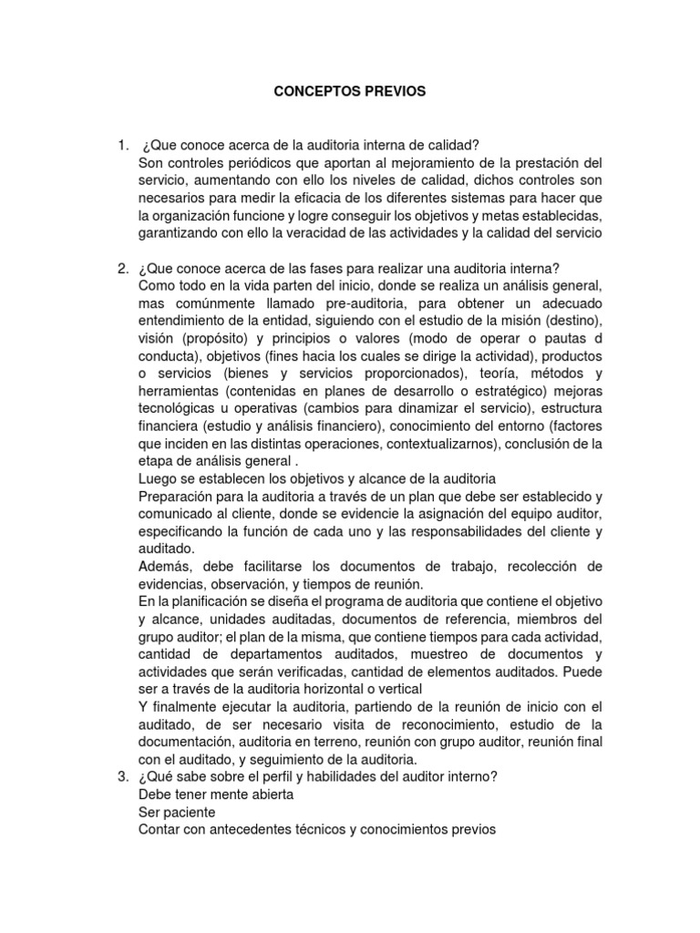 Conceptos Previos | PDF | Planificación | Auditoría