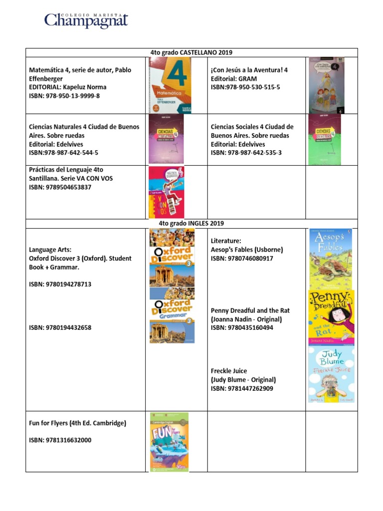 Textos 4 To 5to 6to 7mo Grado 2019 | PDF | Idiomas | Libros