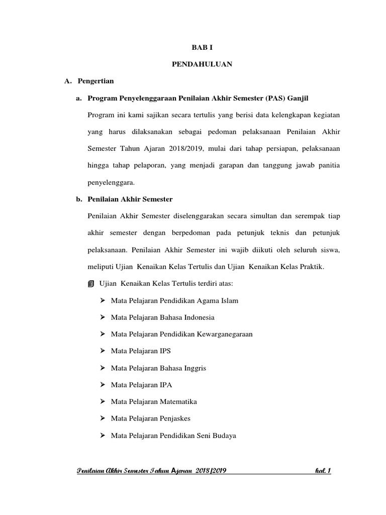Program Kerja Pas 2018-2019 | PDF