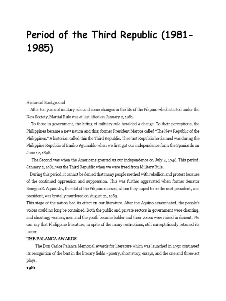 Third Republic | Philippines | Poetry