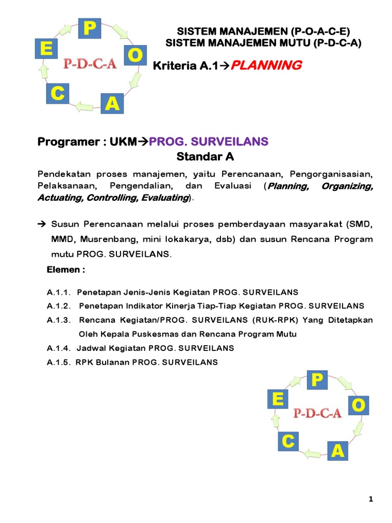 Poace Pdca Surveilans PKM Tahai | PDF