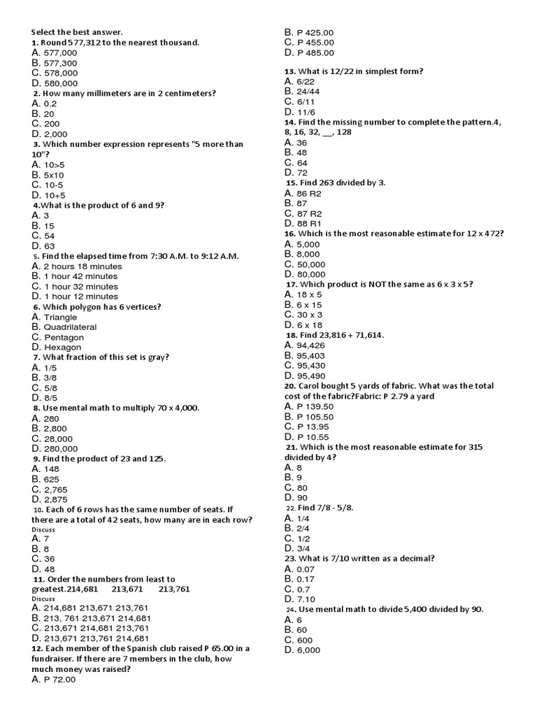 Diagnostic Test | PDF | Convex Geometry | Euclid