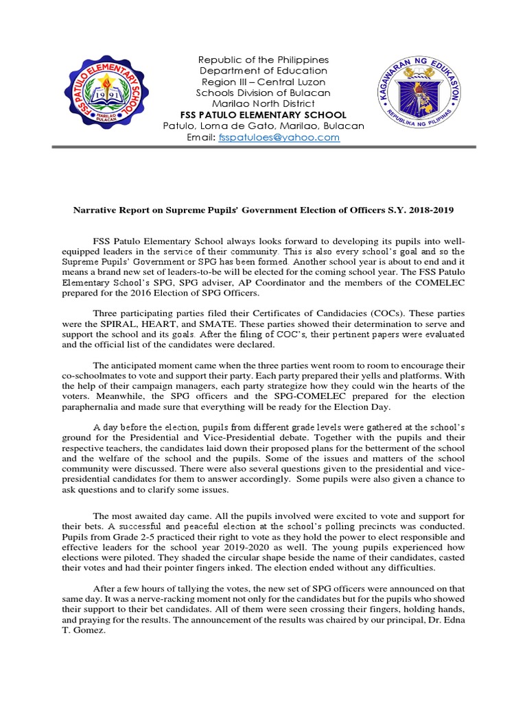 Narrative and Accomplishment Report AP | Elections | Politics | Free 30 ...