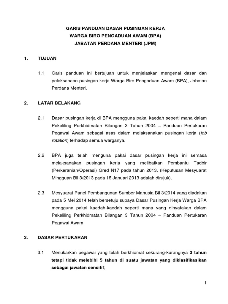 Garis Panduan Dasar Pusingan Kerja Warga BPA 2014 | PDF