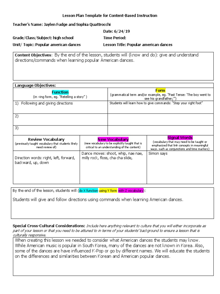 Cbi Lesson Plan Template 1 | PDF | Neuropsychological Assessment | Learning