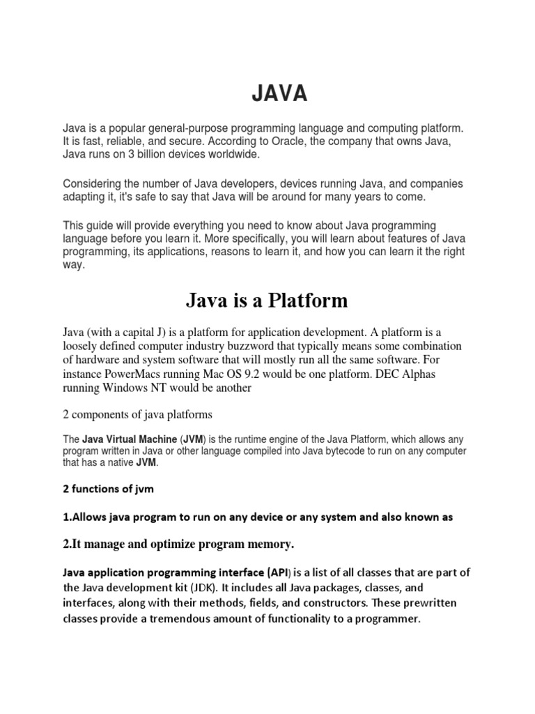Java Is A Platform | PDF | Java Virtual Machine | Java (Software Platform)