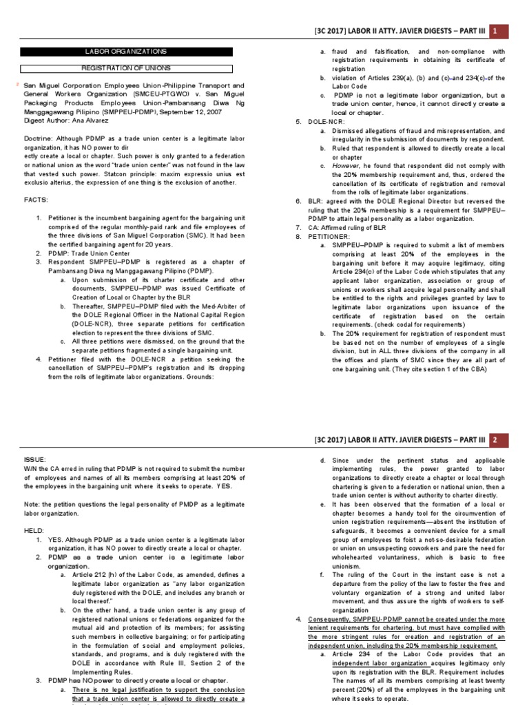 Labor Union Registration Dispute | PDF | Affidavit | Trade Union