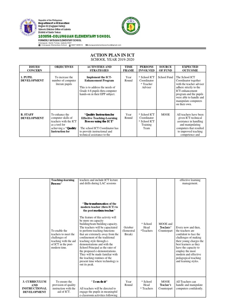 Action Plan in ICT | PDF | Educational Technology | Teachers