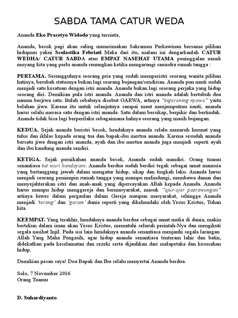Nasehat Catur Weda untuk Pernikahan | PDF