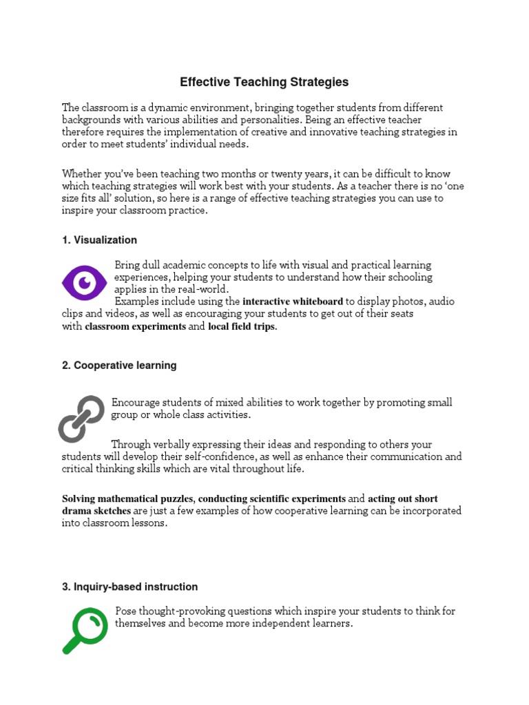 Effective Teaching Strategies | PDF | Inquiry Based Learning | Teachers