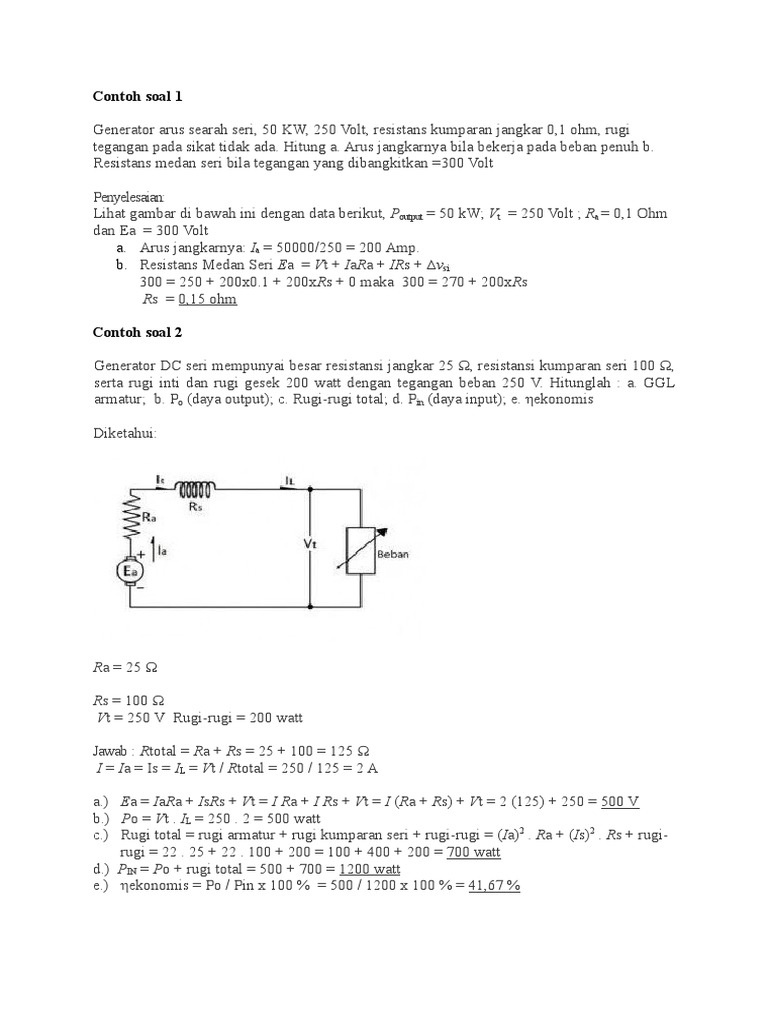 Soal dan Penyelesaian Generator DC | PDF | Sains & Matematika