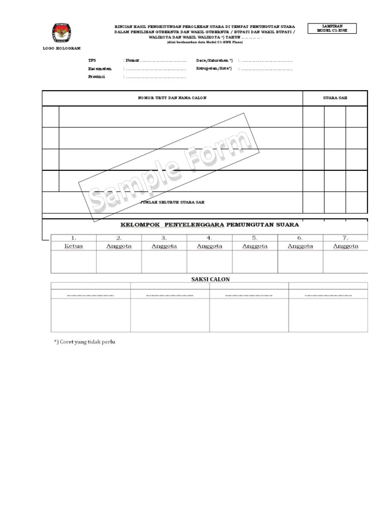 Contoh C1 Plano Pemilu 2024 | PDF | Game & Aktivitas | Komputer