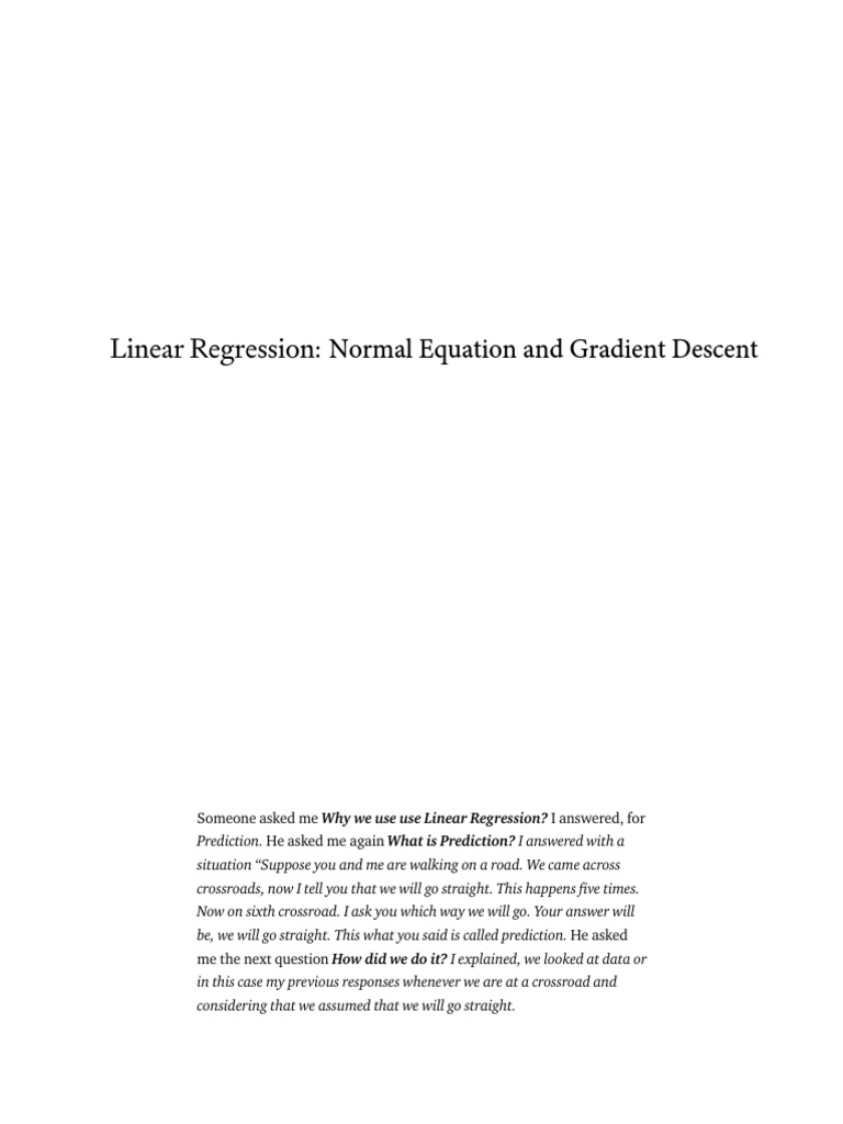 Linear Regression: Normal Equation and Gradient Descent | PDF ...