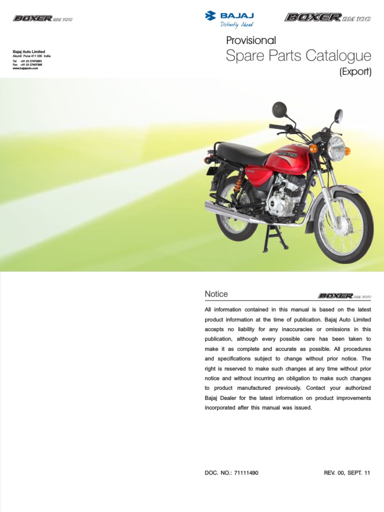 Bajaj Boxer BM 100 Spare Parts Catalogue | PDF | Clutch | Transmission ...