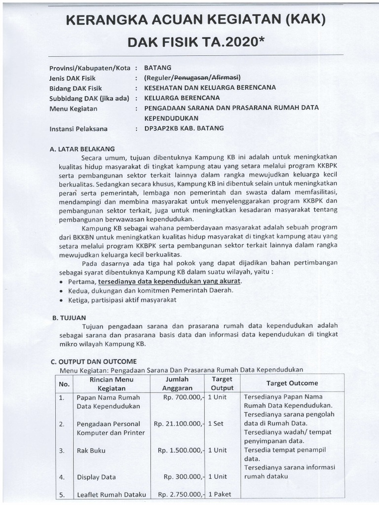 Pengadaan Papan Nama Rumah Data KB | PDF