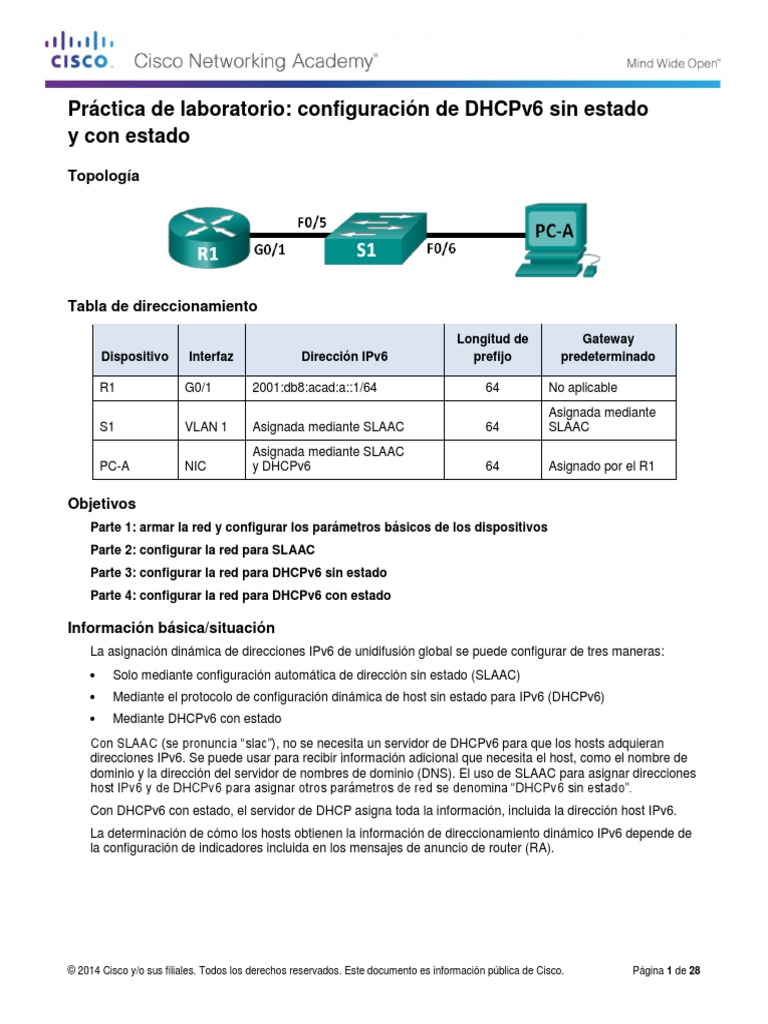 10.2.3.5 Lab - Configuring Stateless and Stateful DHCPv6 | PDF | Yo Pv6 | Transmisión de datos