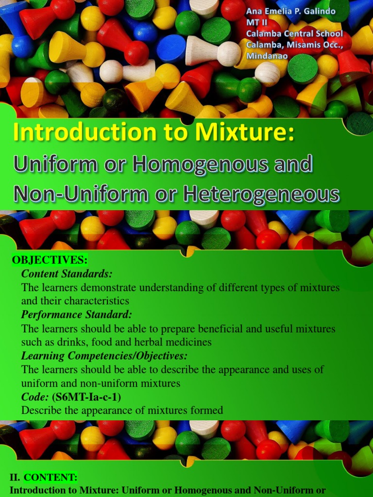 Introduction To Mixture Uniform or Homogenous and Non-Uniform or ...