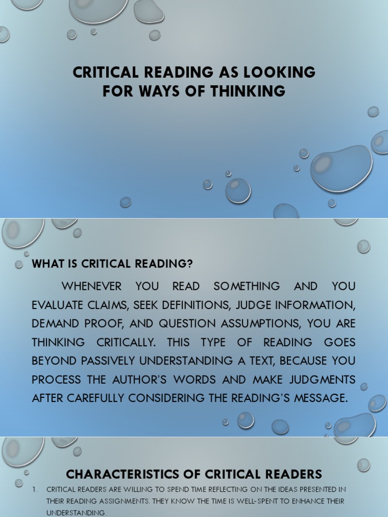 LESSON 6 Critical Reading | PDF | Argument | Knowledge