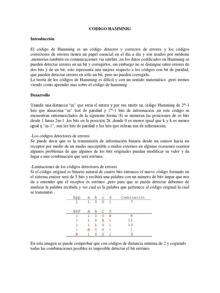 Codigo Hamming | PDF | Poco | Áreas de informática