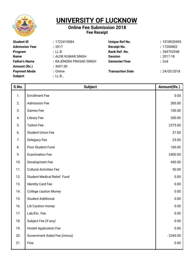 Semester 3fees PDF | PDF | Fee | Payments