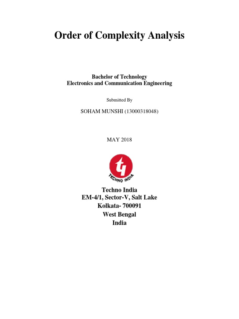 Order Of Complexity Analysis Pdf Time Complexity Computational Complexity Theory